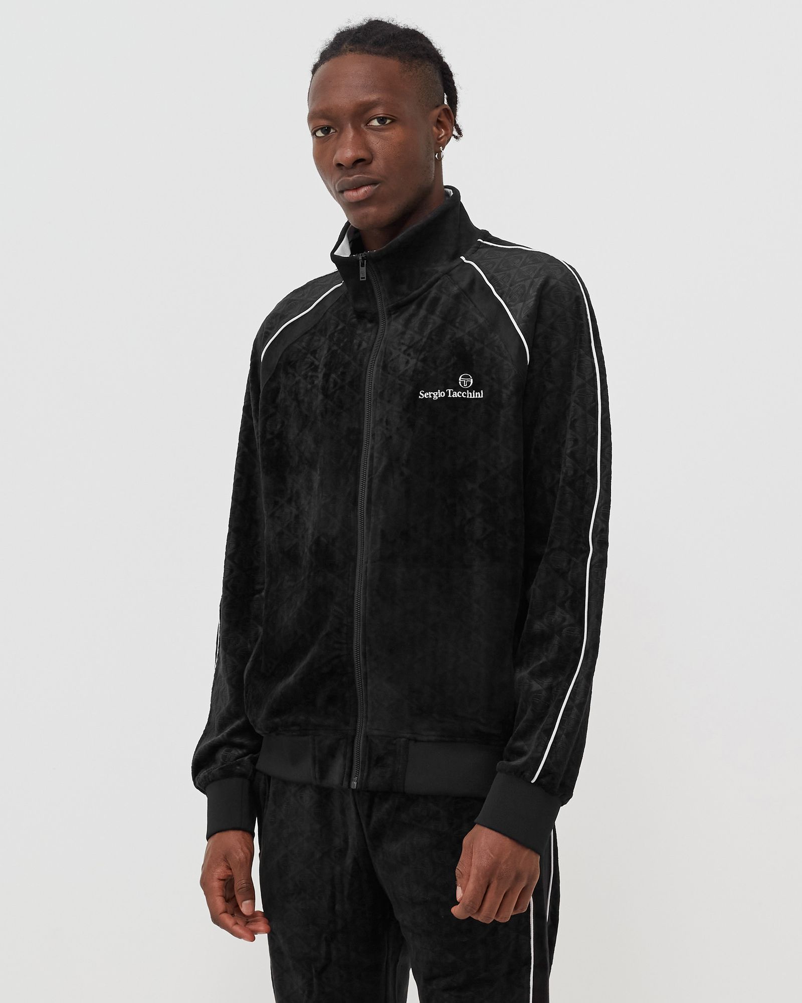Sergio Tacchini DEBOSSED VELOUR TRACK JACKET Black | BSTN Store