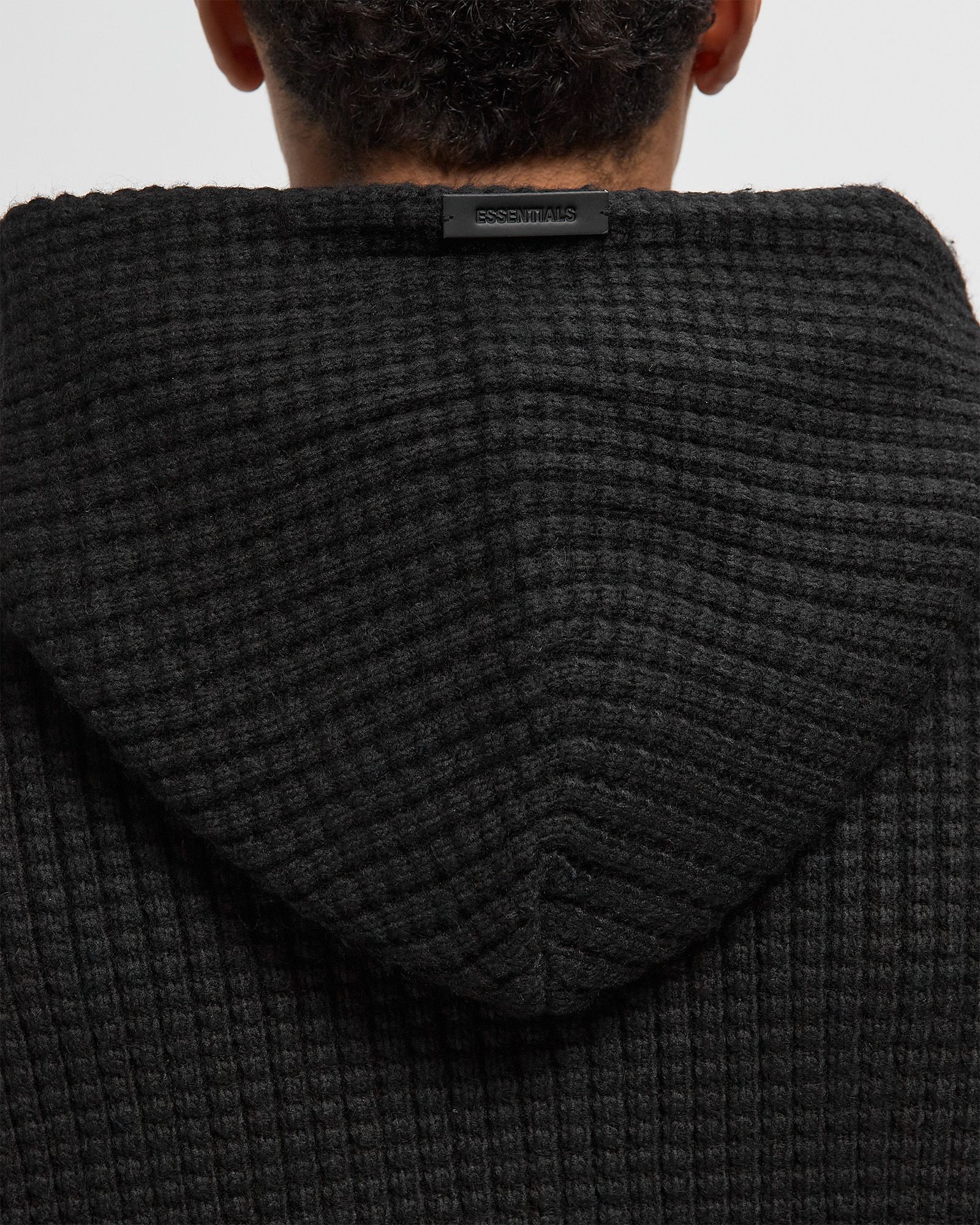 Fear of God Essentials HEAVY WAFFLE 90'S HOODIE Black | BSTN Store