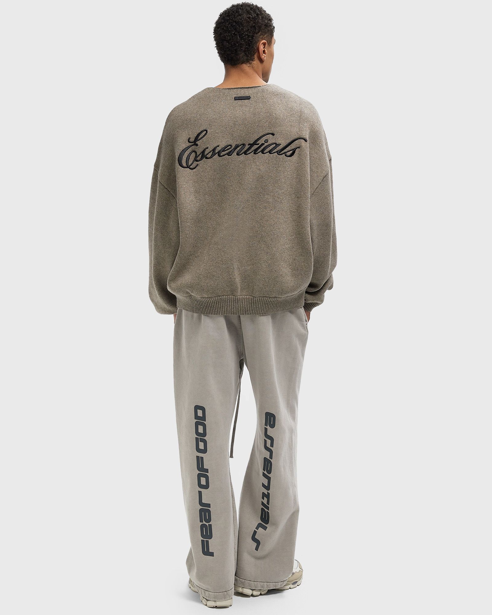 Fear of God Essentials WAFFLE CREWNECK SWEATER Grey | BSTN Store