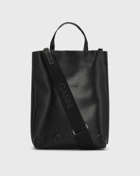 Ganni Banner Medium Tote Yellow Stitch Black | BSTN Store