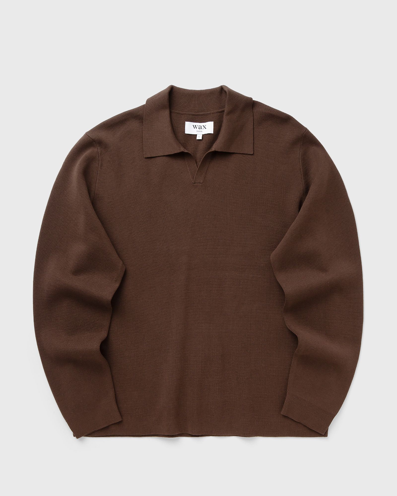 Wax London CARTER OPEN COLLAR POLO MILANO KNIT Brown | BSTN Store