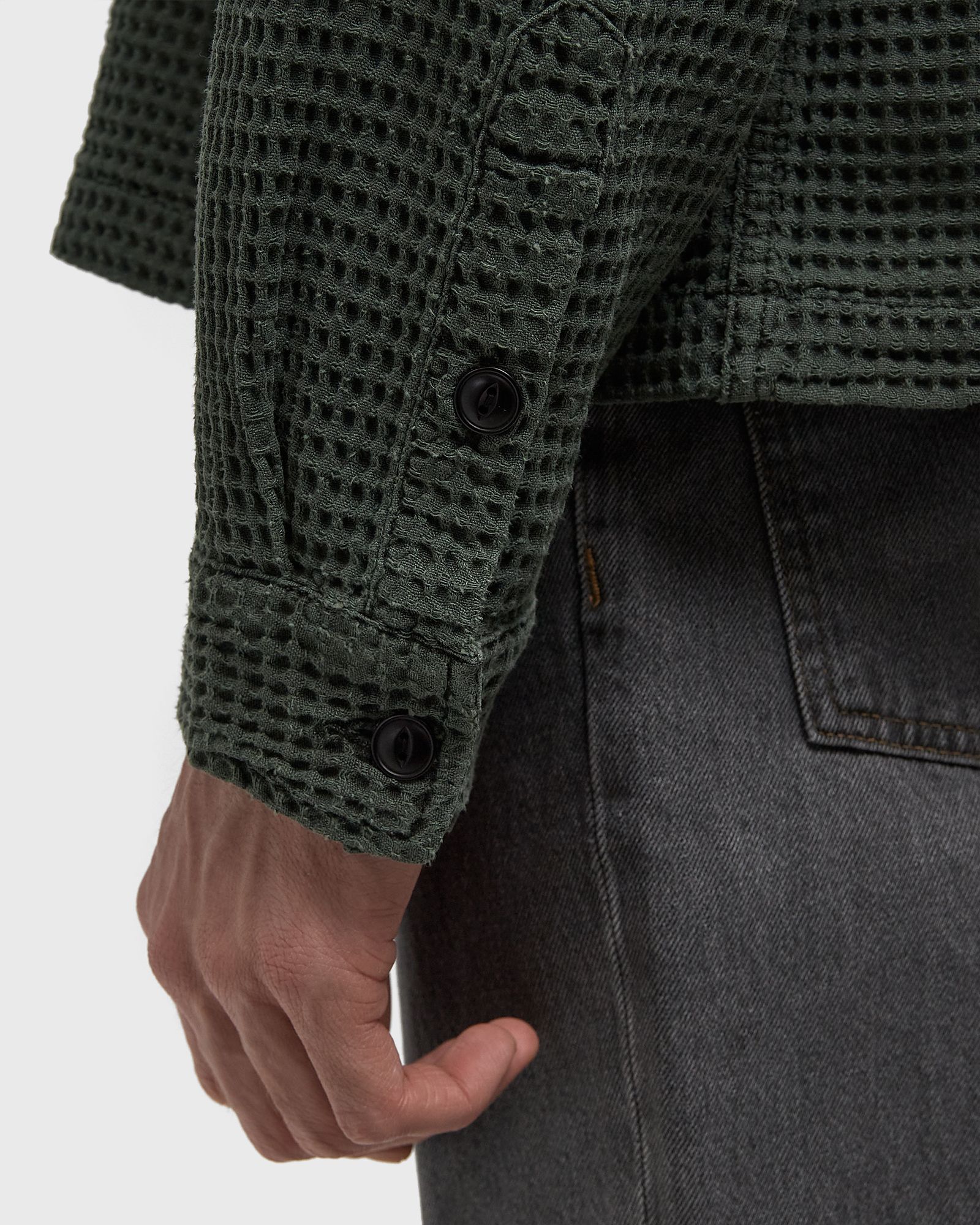 Brain Dead WAFFLE BUTTON FRONT SHIRT Green | BSTN Store