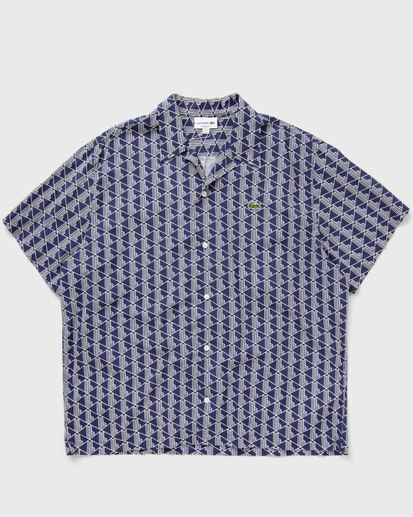 Lacoste SHORT SLEEVED MONOGRAM PRINT SHIRT Blue | BSTN Store