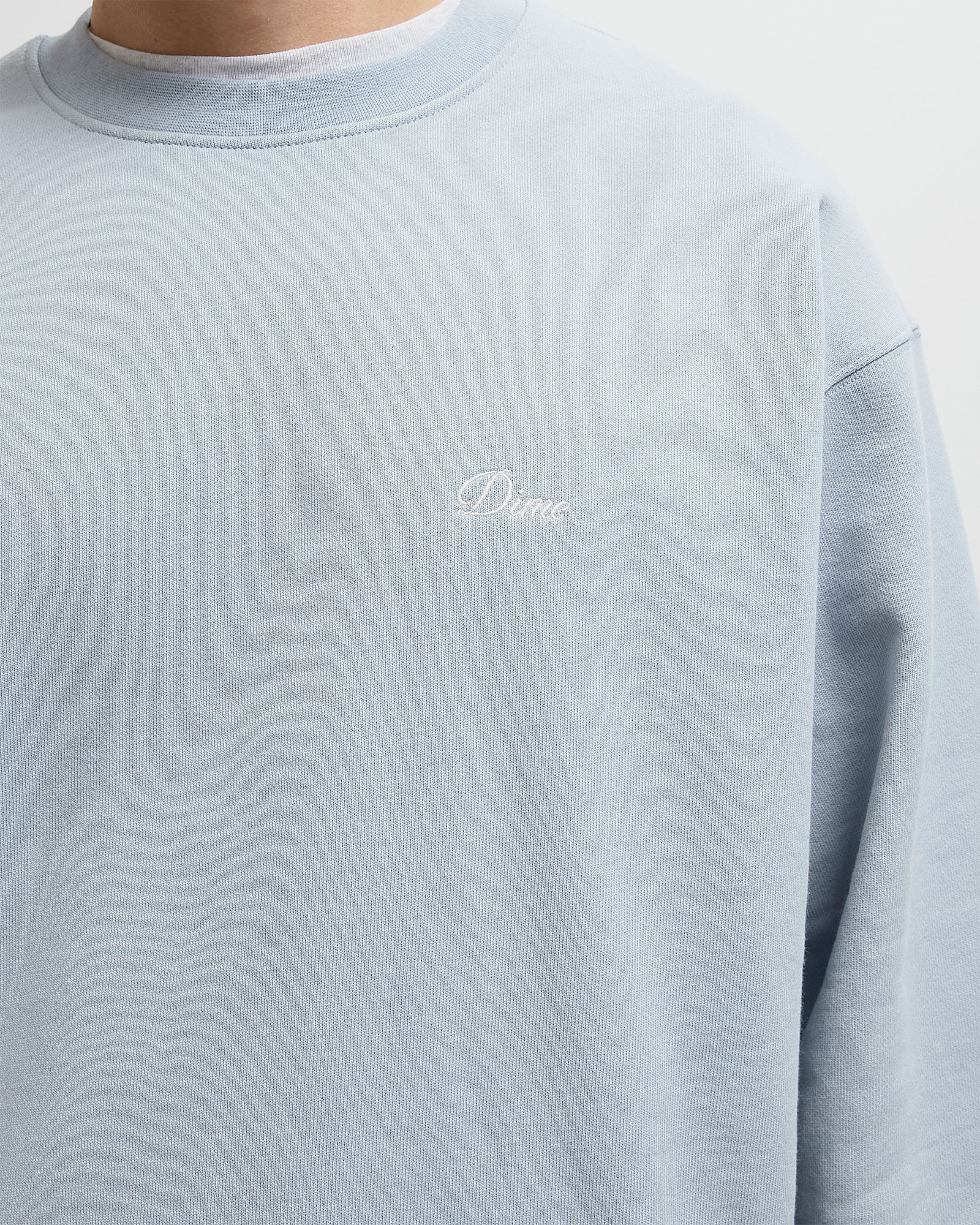 Dime MTL Cursive Small Logo Crewneck Blue | BSTN Store