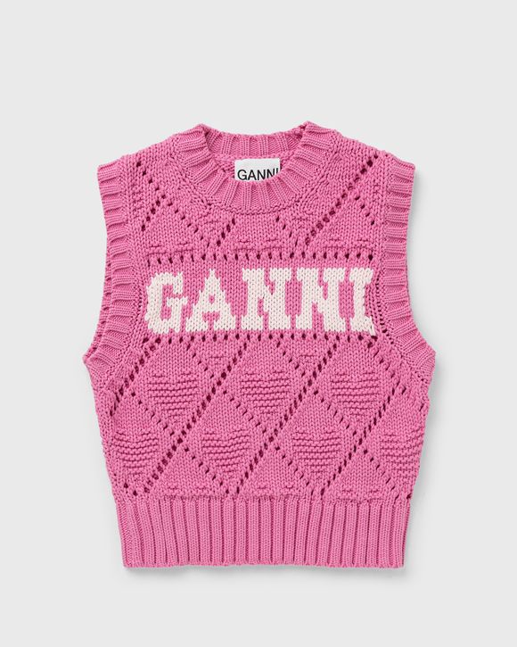 Ganni Cotton Rope Short Vest Pink | BSTN Store