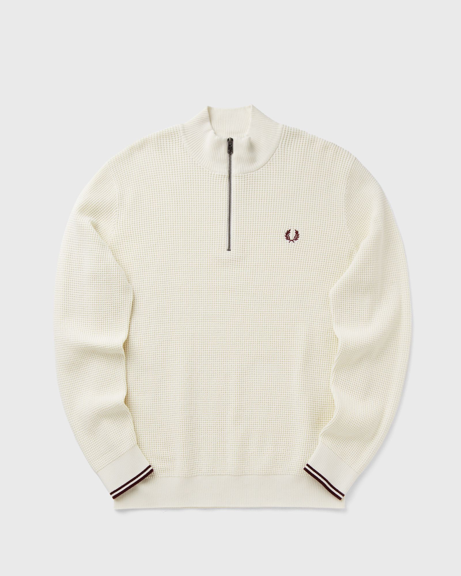 Fred Perry WAFFLE STITCH HALF ZIP JUMPER Beige | BSTN Store