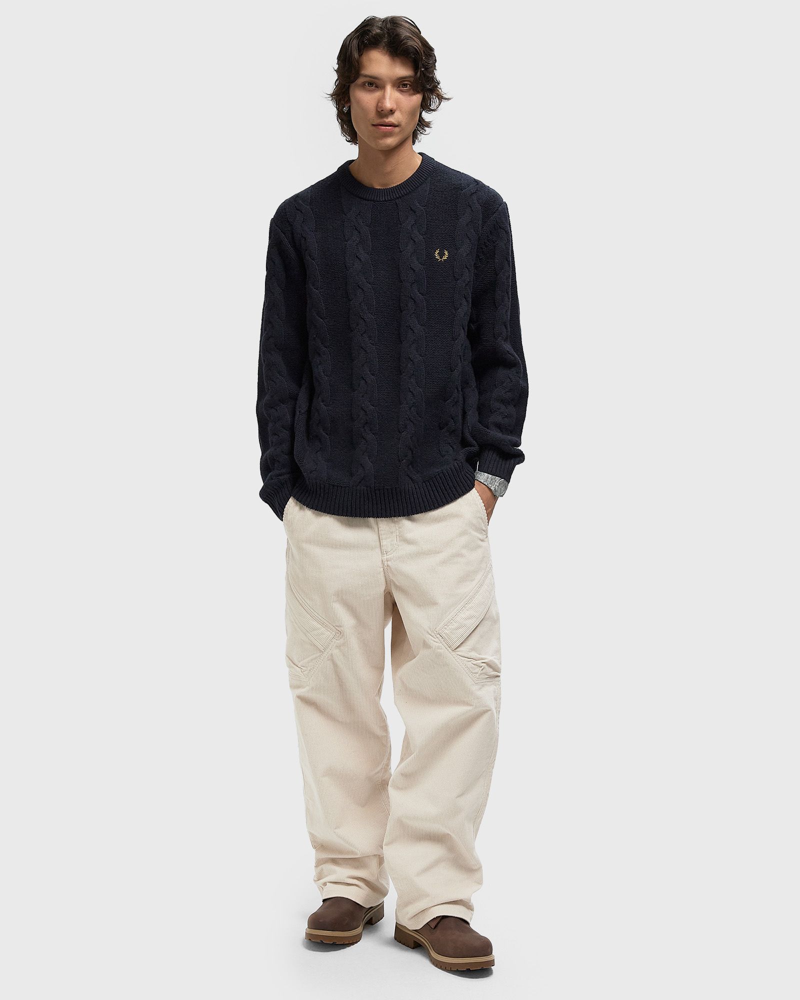 Fred Perry CHUNKY CABLE KNIT JUMPER Blue | BSTN Store