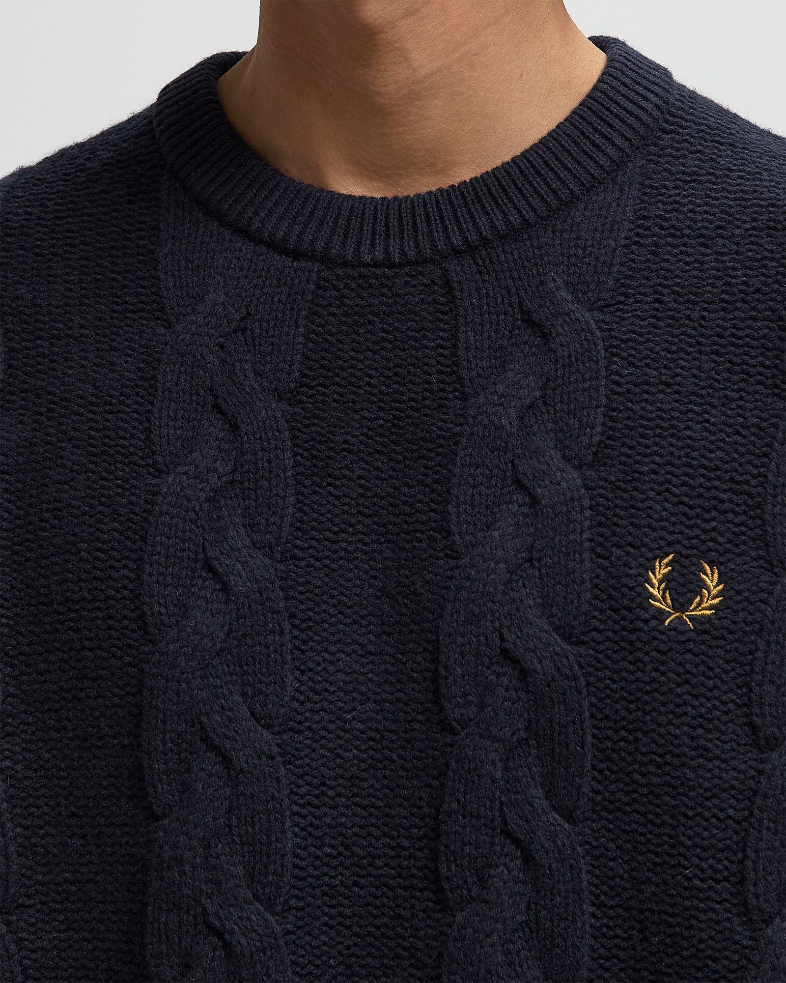 Fred Perry CHUNKY CABLE KNIT JUMPER Blue | BSTN Store