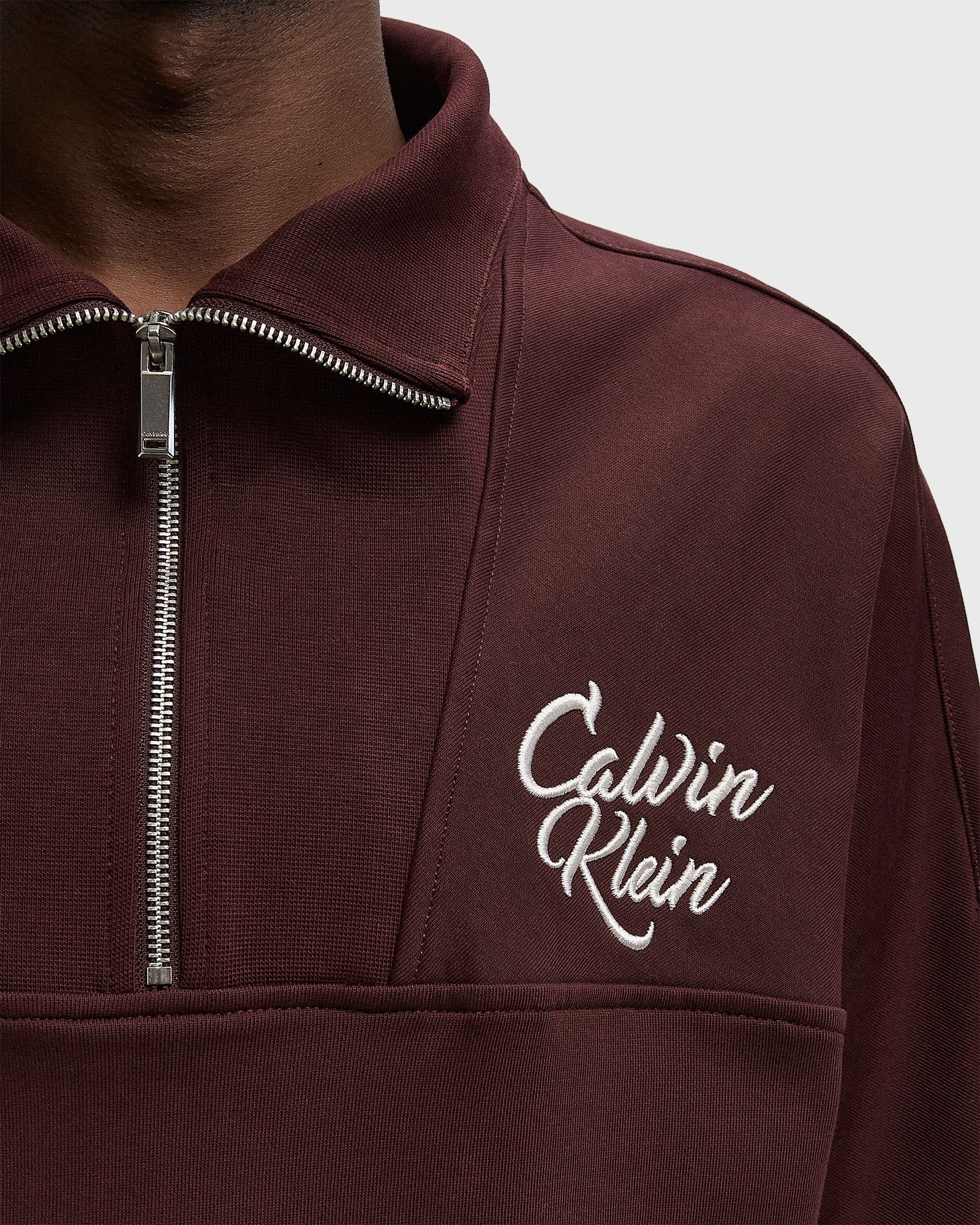 Calvin Klein Jeans PREMIUM FLEECE LOGO FUNNEL NECK Brown | BSTN Store