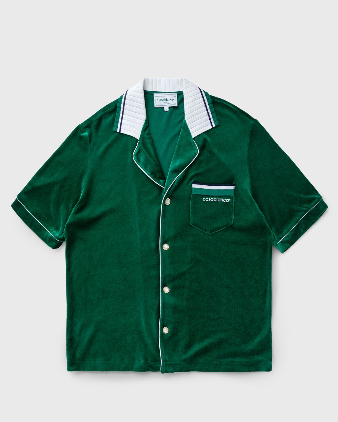 Casablanca MENS SHORT SLEEVED VELOUR SHIRT Green | BSTN Store Casablanca MENS SHORT SLEEVED VELOUR SHIRT Green | BSTN Store