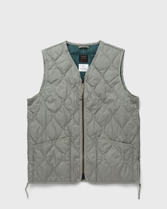 Taion MILITARY ZIP V NECK DOWN VEST Green | BSTN Store